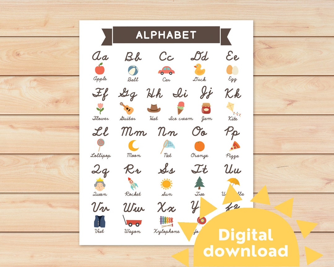 Cursive Alphabet Chart for Kids | Printable Cursive Handwriting Poster ...