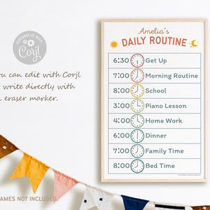 Editable Daily Routine Chart for Kids | Printable Rainbow Daily ...