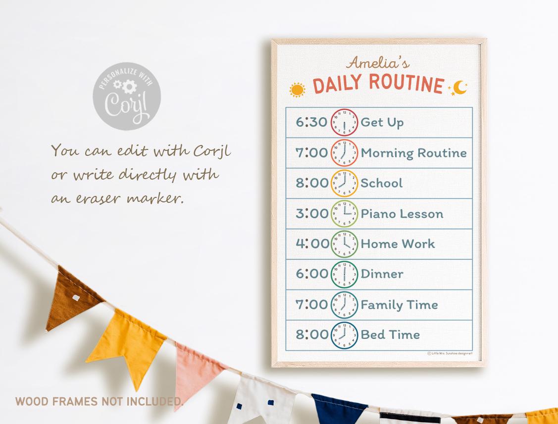 Rainbow Daily Routine Chart for Kids | Visual Time Blocks (digital ...