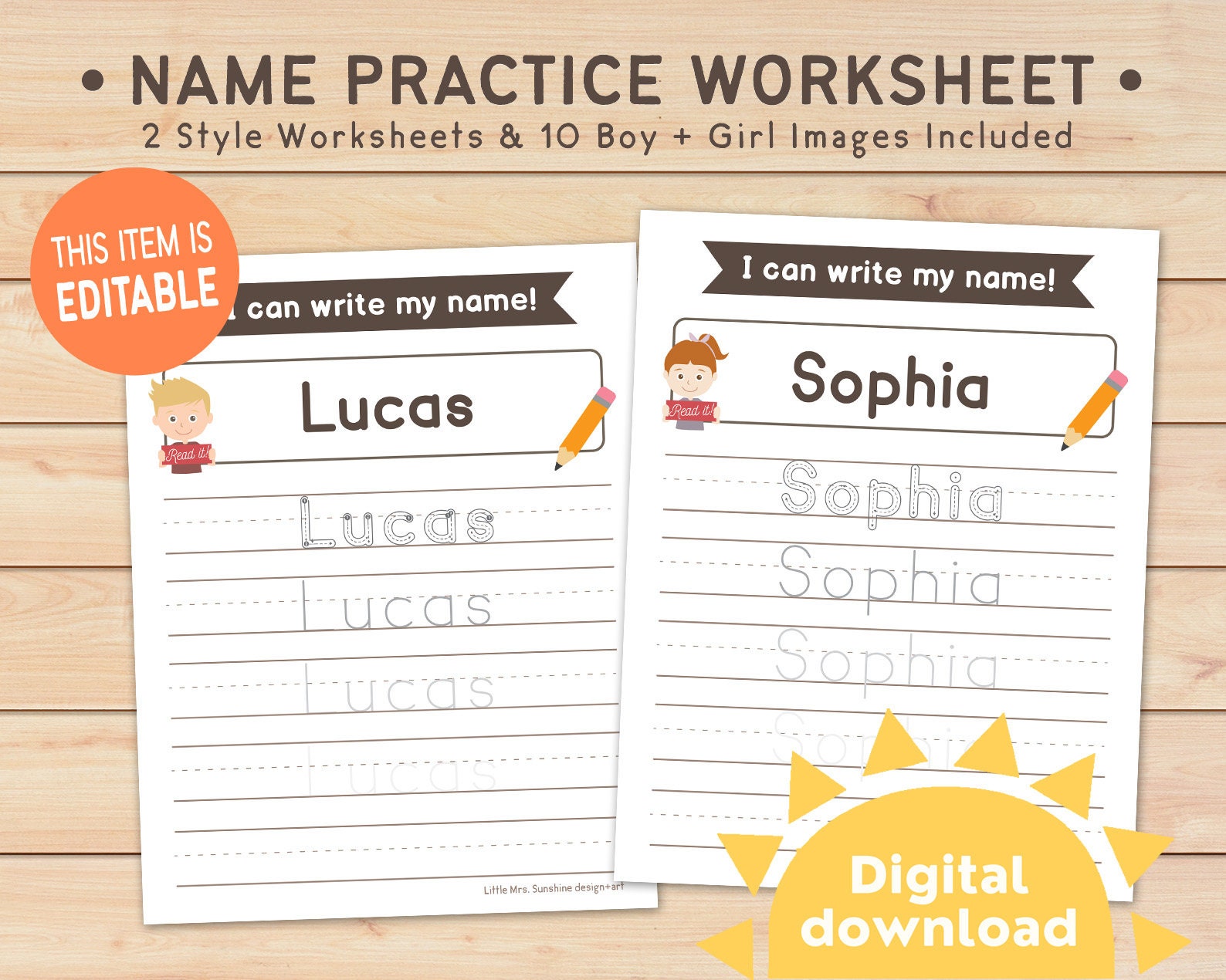 Personalized Name Practice Worksheet for Kids Editable Name - Etsy