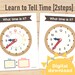 Printable Time Learning Clock Learn to Tell Time for Kindergarten ...