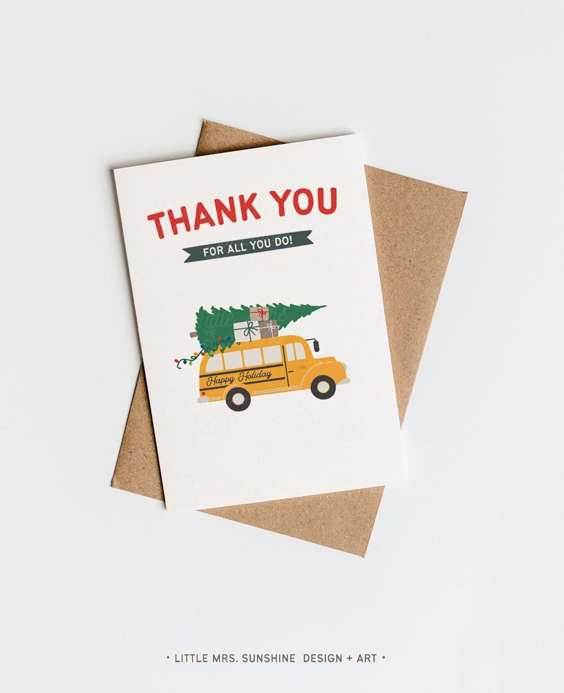 Printable School Bus Driver Christmas Thank You Card | Happy Holiday ...