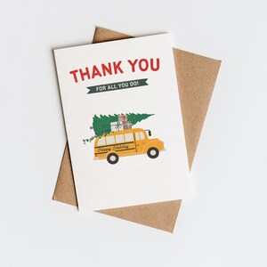 Printable School Bus Driver Christmas Thank You Card | Happy Holiday ...