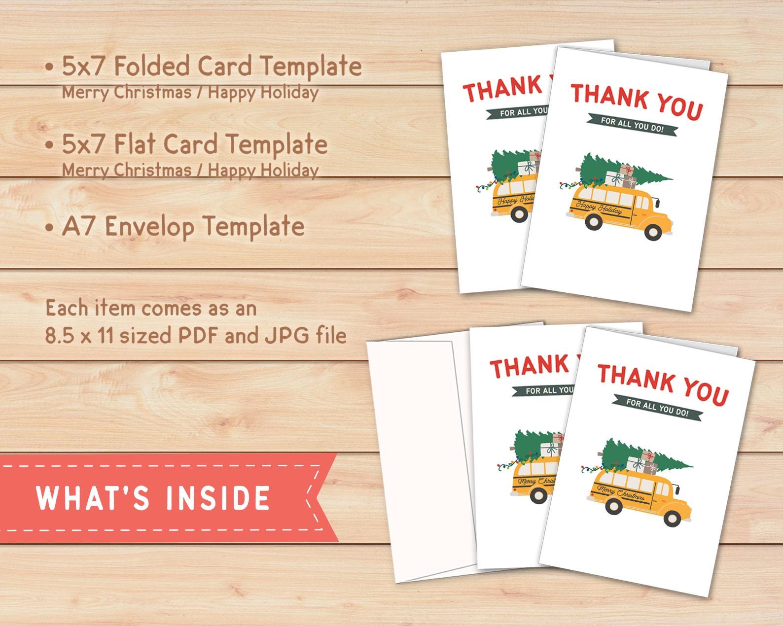 Printable School Bus Driver Christmas Thank You Card | Happy Holiday ...