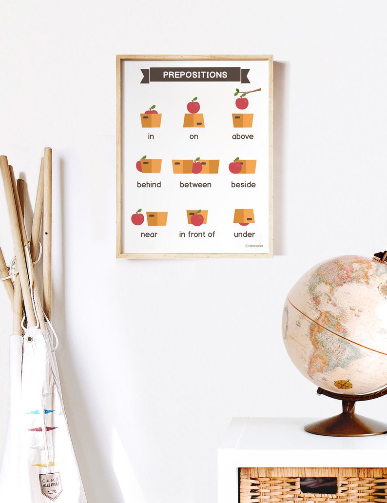 Prepositions Chart With Learning Game for Kids Positional - Etsy