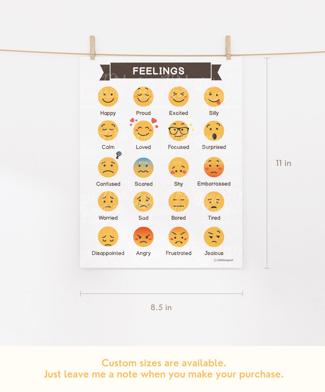 20 Feelings Chart for Kids Feeling Words Emotions Poster - Etsy