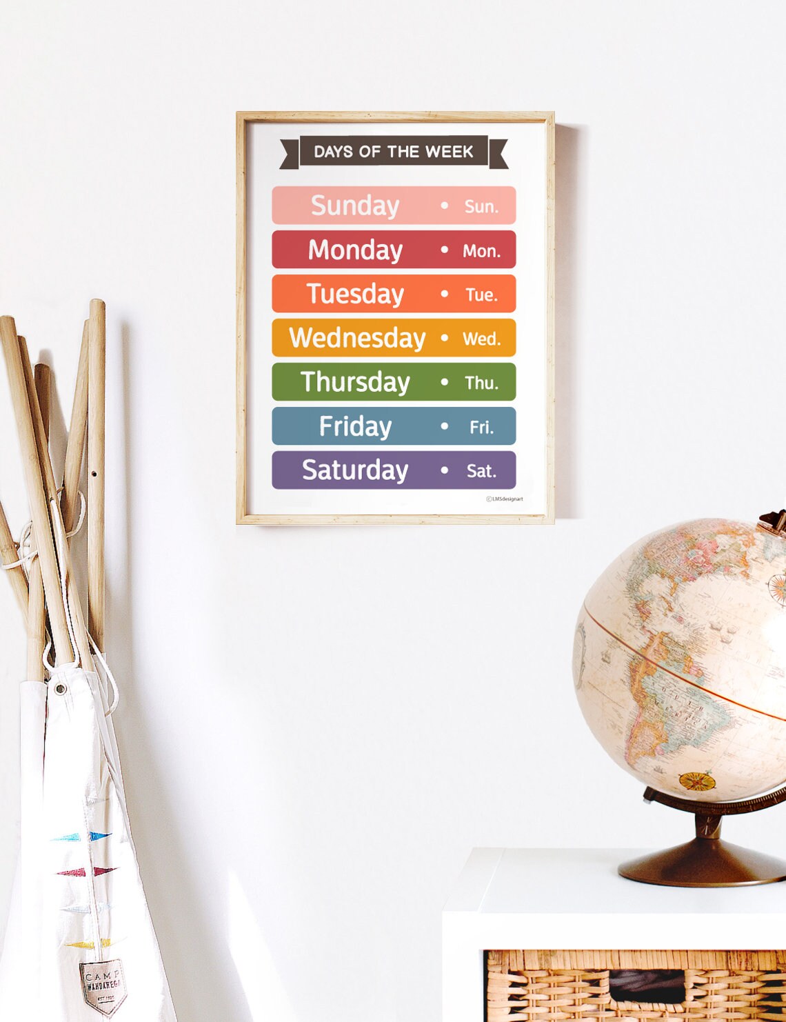 Days of the Week Poster for Kids Name of Week Weekday Name - Etsy