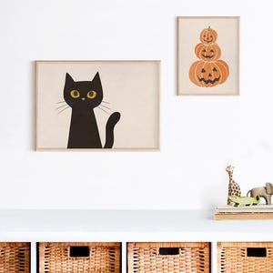 Printable Black Cat Wall Art | Cute Black Cat Poster | Not so Scary ...