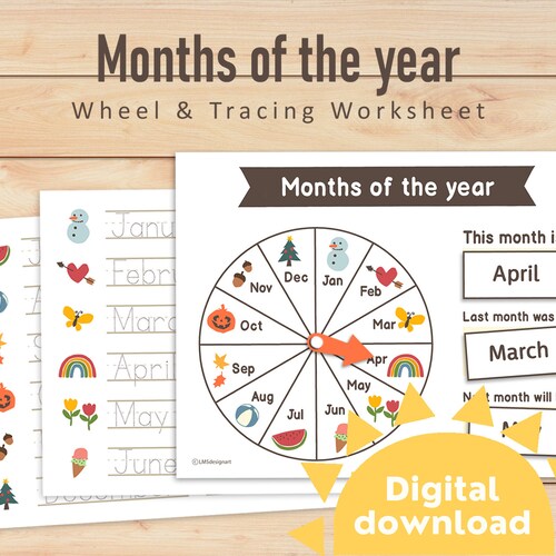 Months of the Year Wheel for Kindergarteners Months of the | Etsy