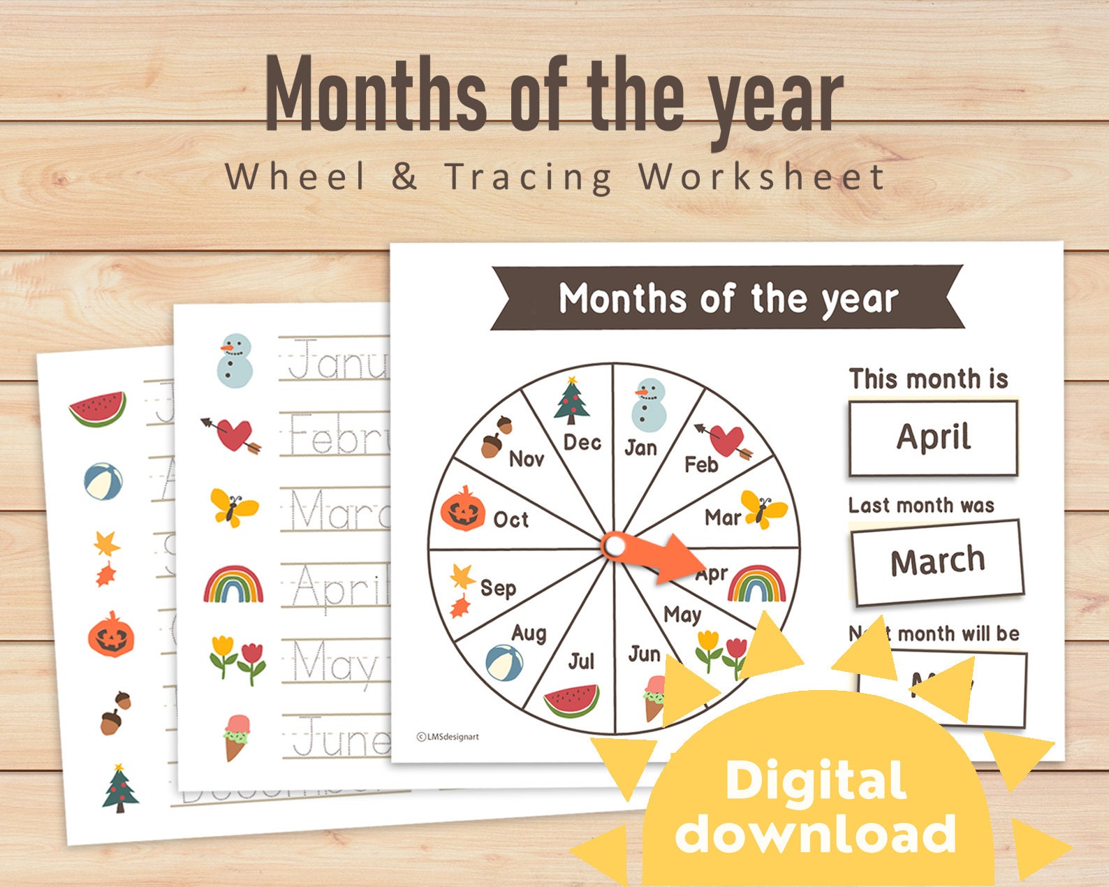 Months of the Year Wheel for Kindergarteners Months of the Year Wheel ...