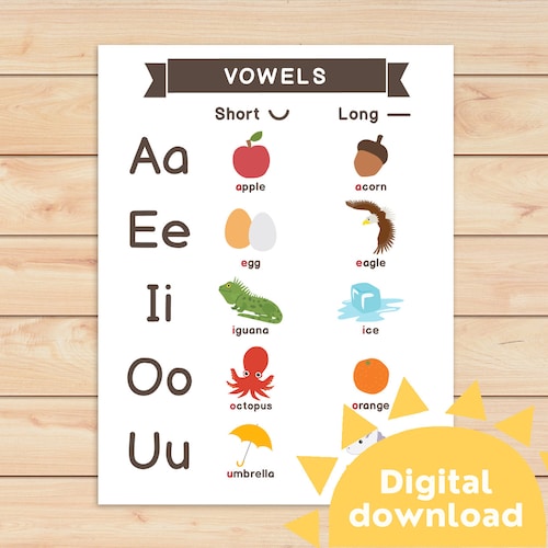 Short Vowel Sounds Game Educational Vowel Chart Matching | Etsy