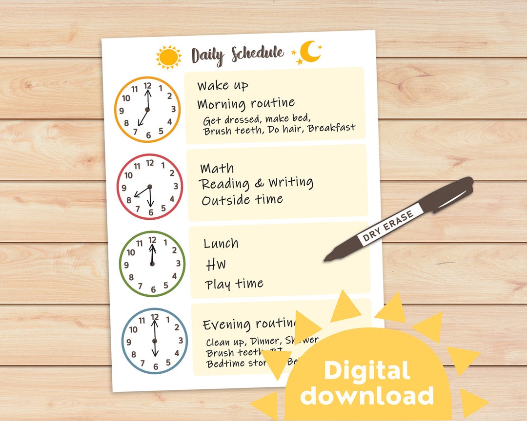Kids Daily Schedule Chart | Scheduling Your Day | Daily Timetable for ...