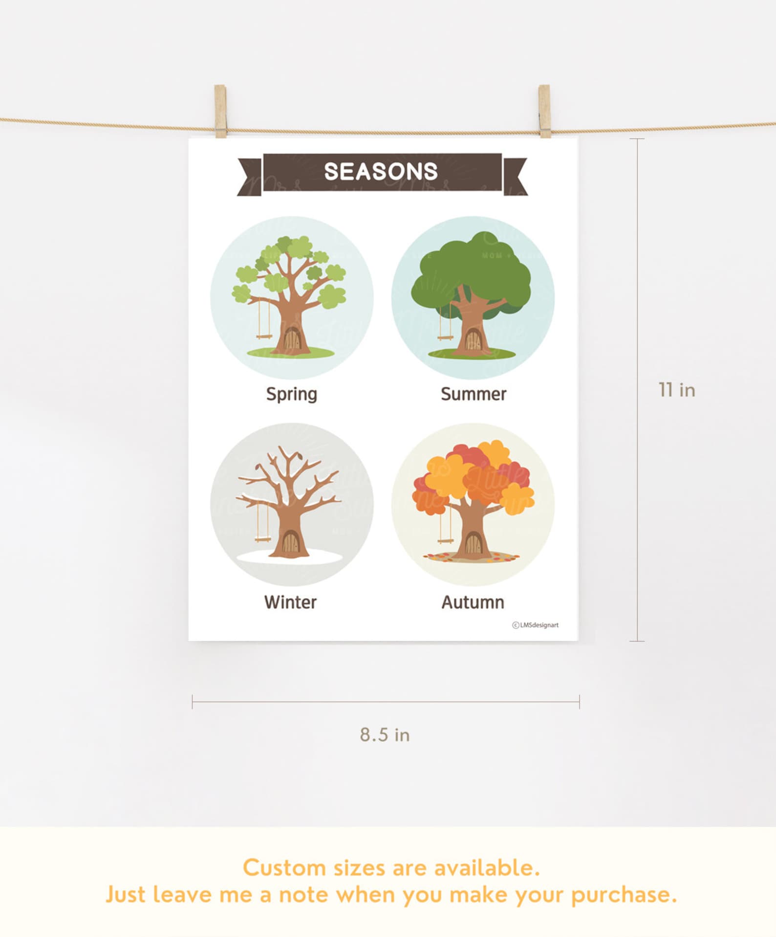 4 Seasons Trees Poster for Kids | Four Seasons Name Chart | Season List ...