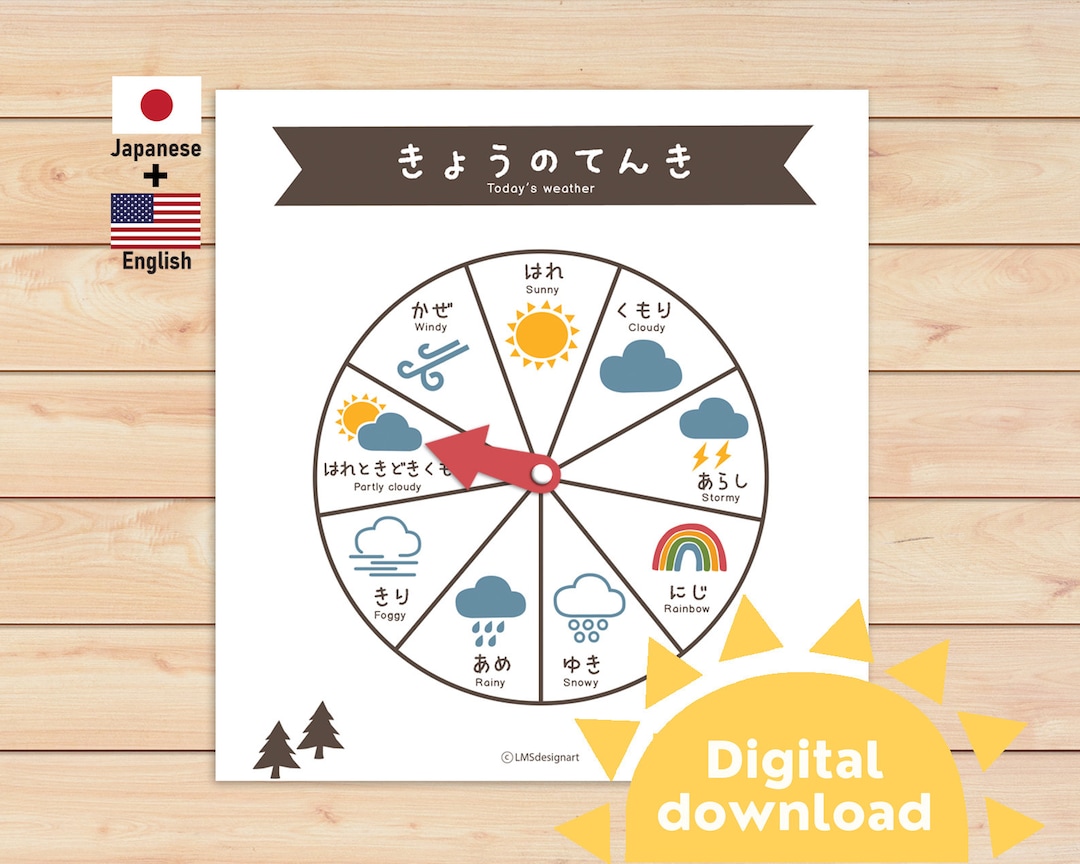 Japanese Weather Wheel | Bilingual Learning Printable (digital Download ...