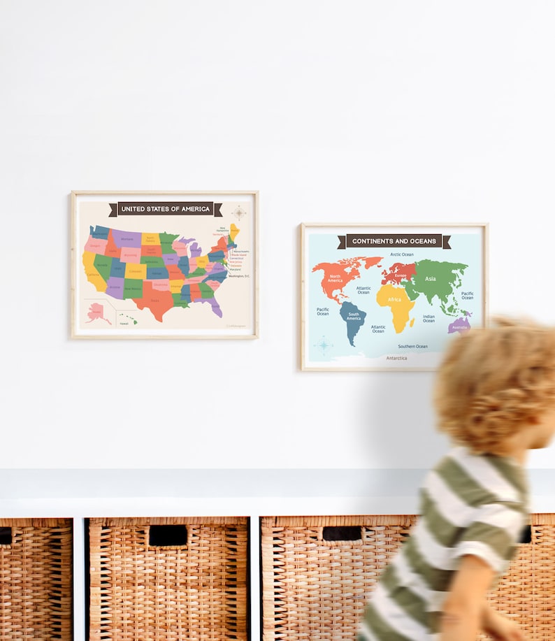 United States Map Poster for Kids | Name of States in USA | Learn the ...