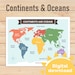 Continents and Oceans Poster for Kids | 7 Continents & 5 Oceans | World ...