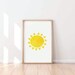 Yellow Sun Wall Art Printable Watercolor Sun Poster Cute Cheerful Sun ...