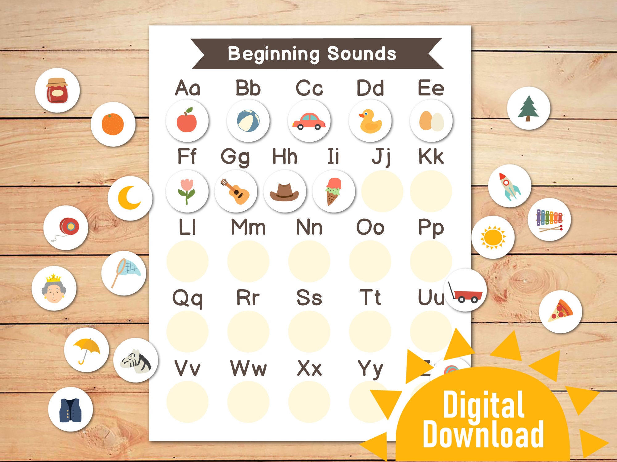 Beginning Sounds Activity kinder Letter sounds matching | Etsy