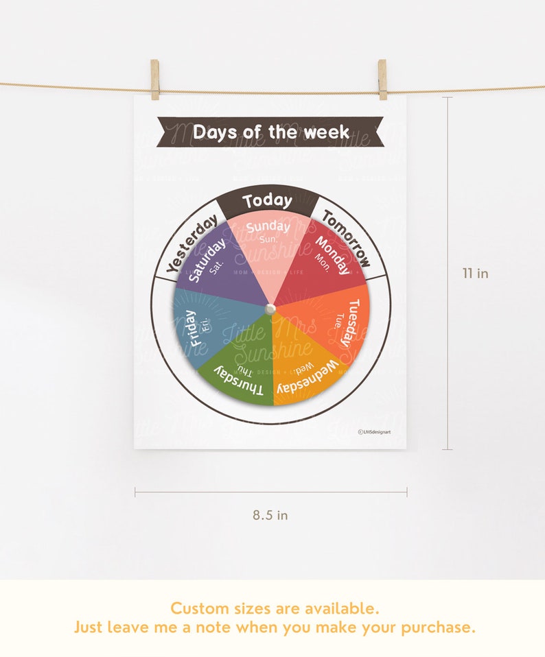 Days of the Week Wheel for Kids Days of the Week for - Etsy