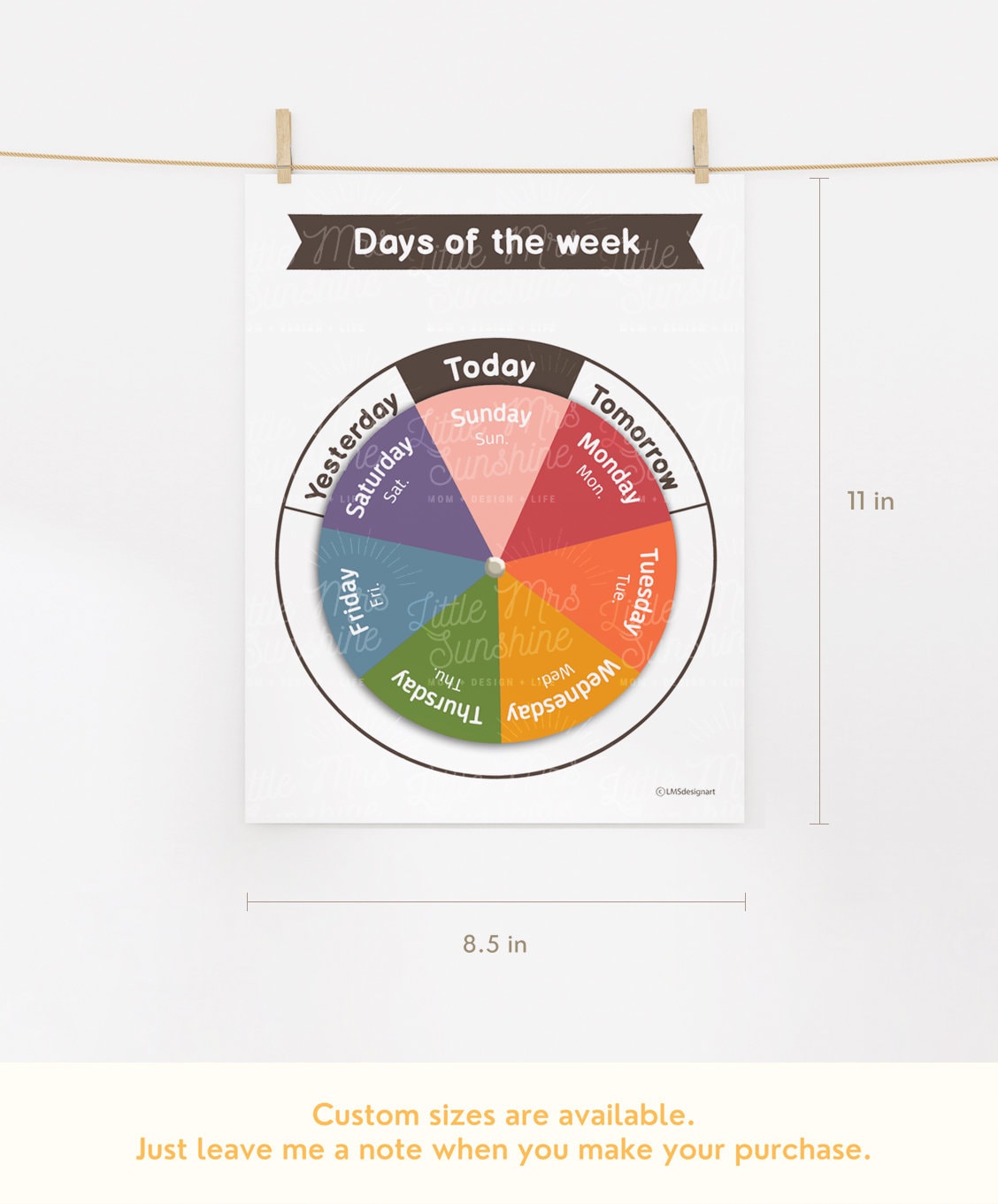 Days of the Week Wheel for Kids Days of the Week for - Etsy