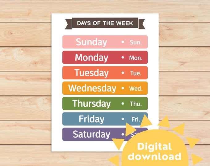 Days of the Week Printable, Learning the Seven Days of the Week ...