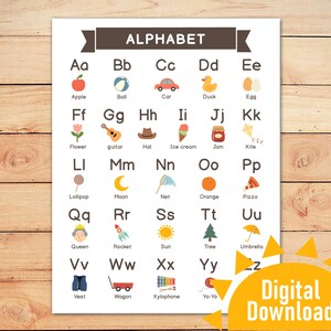Alphabet chart for kindergartener and preschooler Alphabet | Etsy