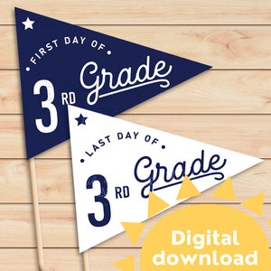 Printable First and Last Day of 3rd Grade Pennant First Day and Last ...