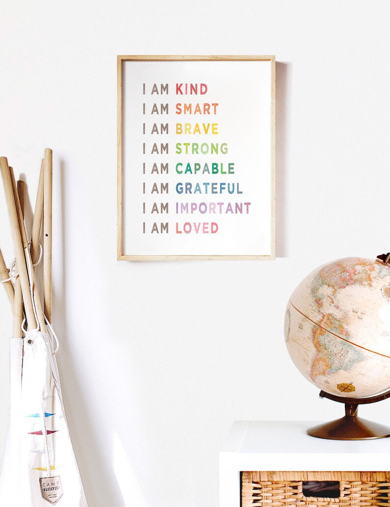 Daily Affirmations Poster for Kids Printable Rainbow Color I - Etsy