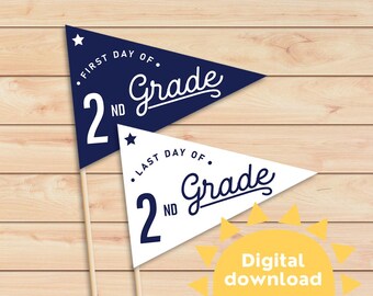 PRINTABLE PDF First Day and Last Day of 2nd Grade Flag - Etsy