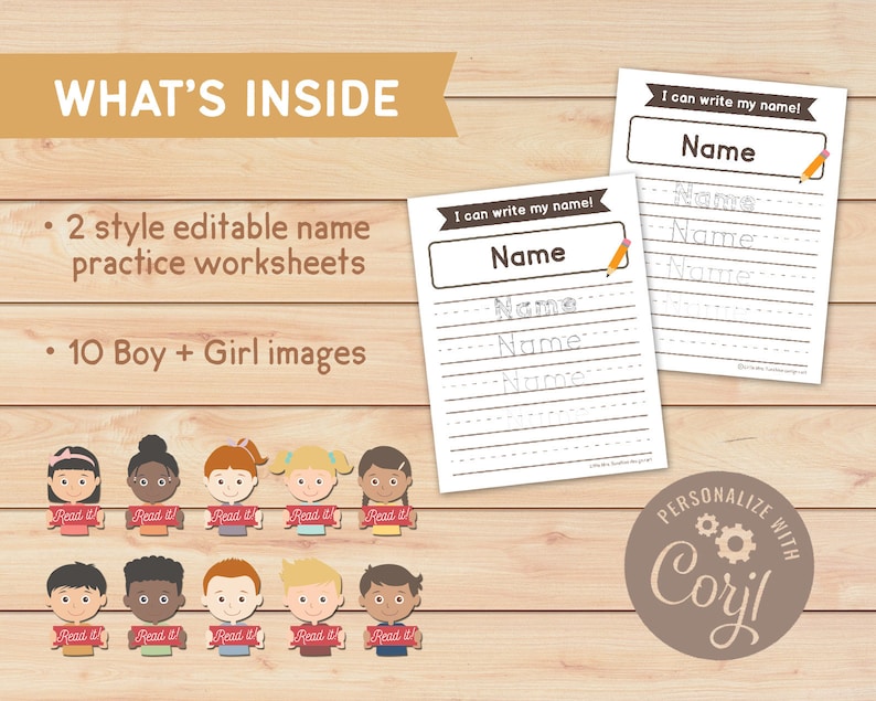 Personalized Name Practice Worksheet for Kids Editable Name - Etsy