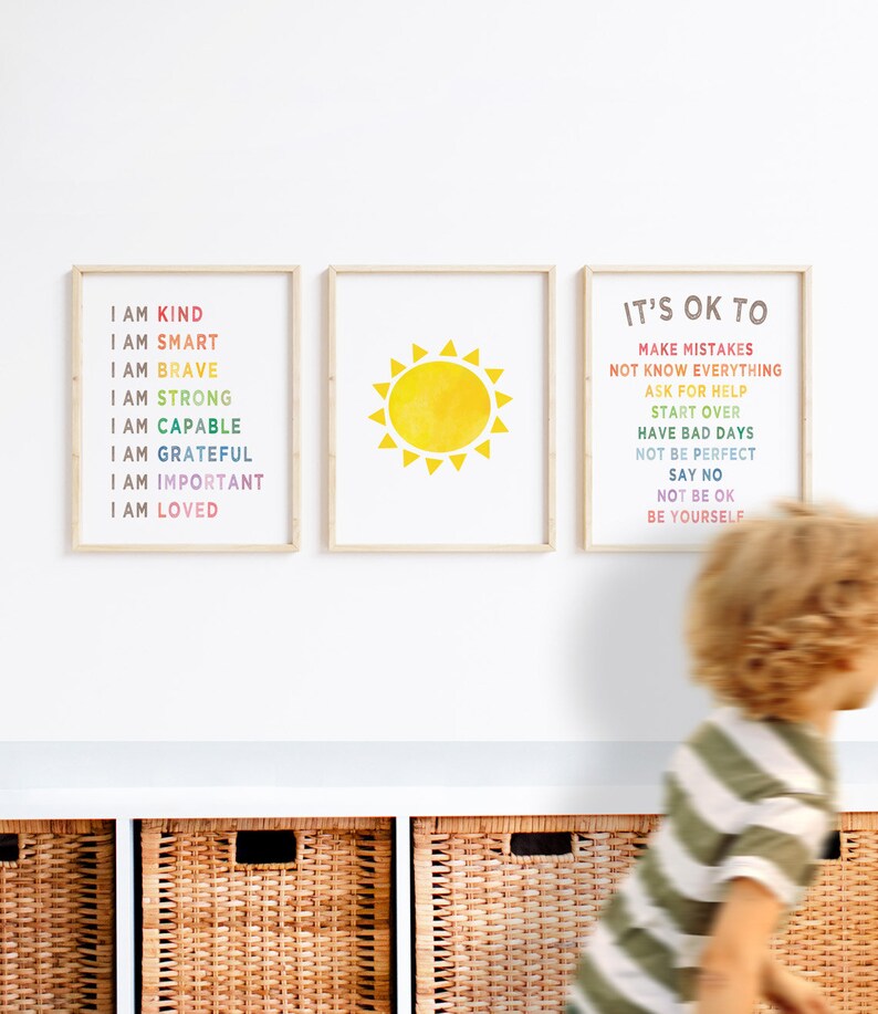 Daily Affirmations Poster for Kids Printable Rainbow Color I AM ...