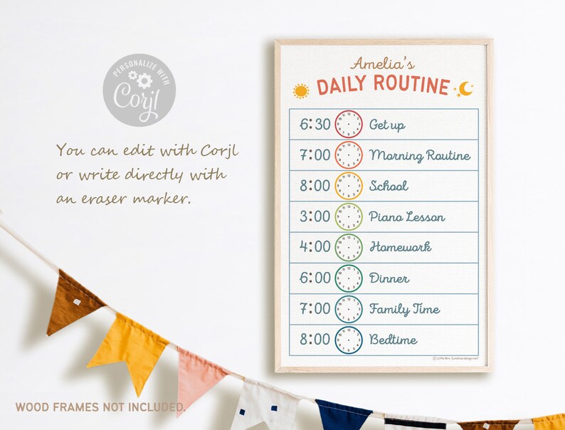 Editable Daily Routine Chart for Kids Printable Rainbow - Etsy