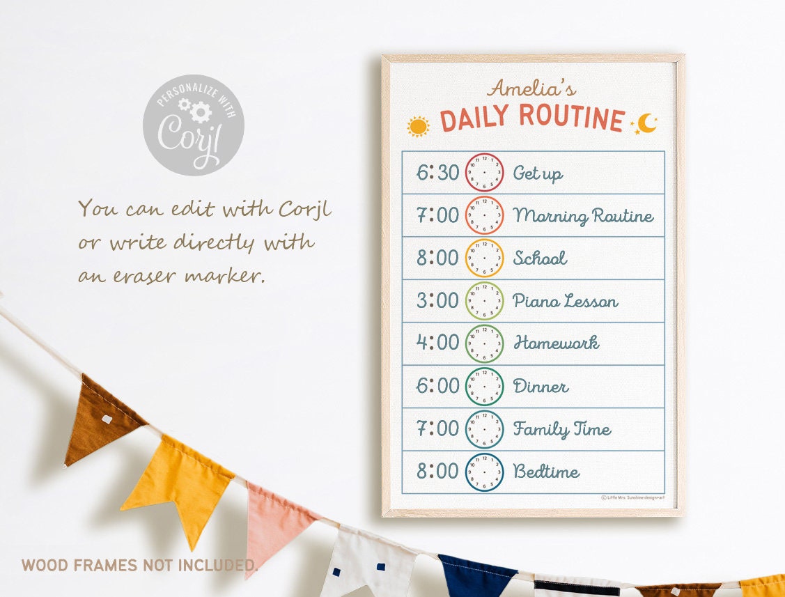 Editable Daily Routine Chart for Kids Printable Rainbow - Etsy