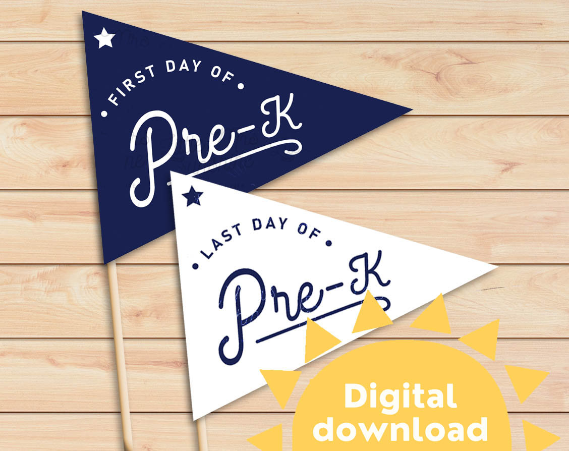 Printable First and Last Day of Pre-k Pennant First Day and - Etsy