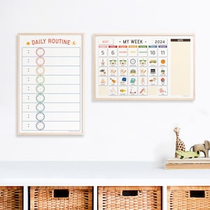 Editable Daily Routine Chart for Kids Printable Rainbow - Etsy