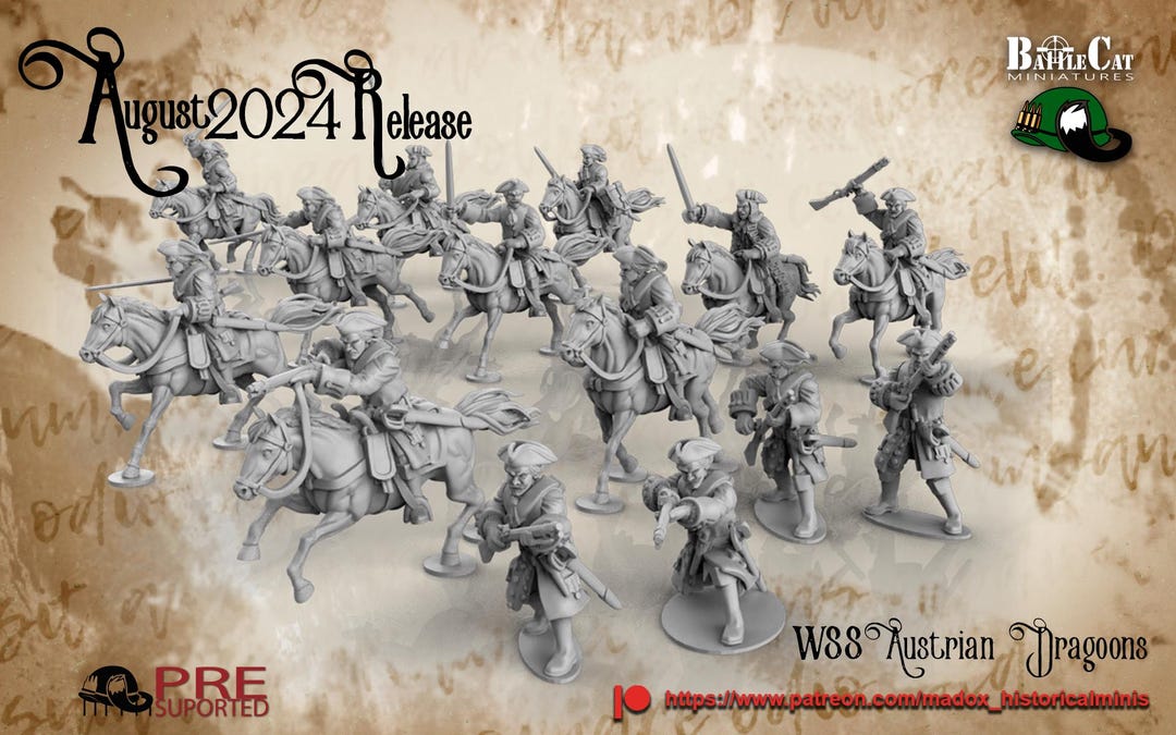 1812 WSS Austrian Dragoons Cavalry - 28mm Scale - Battlecat Miniatures ...