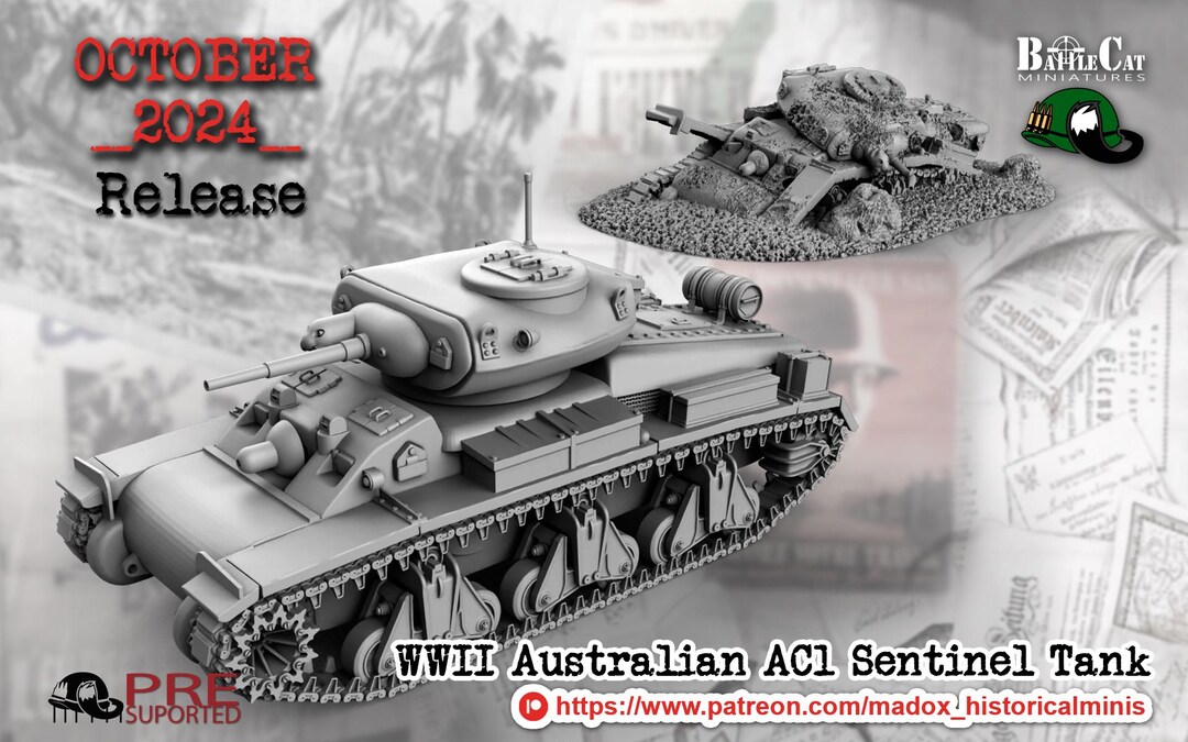 WWII Australian AC1 Sentinel Tank - 28mm Scale - Battlecat Miniatures ...