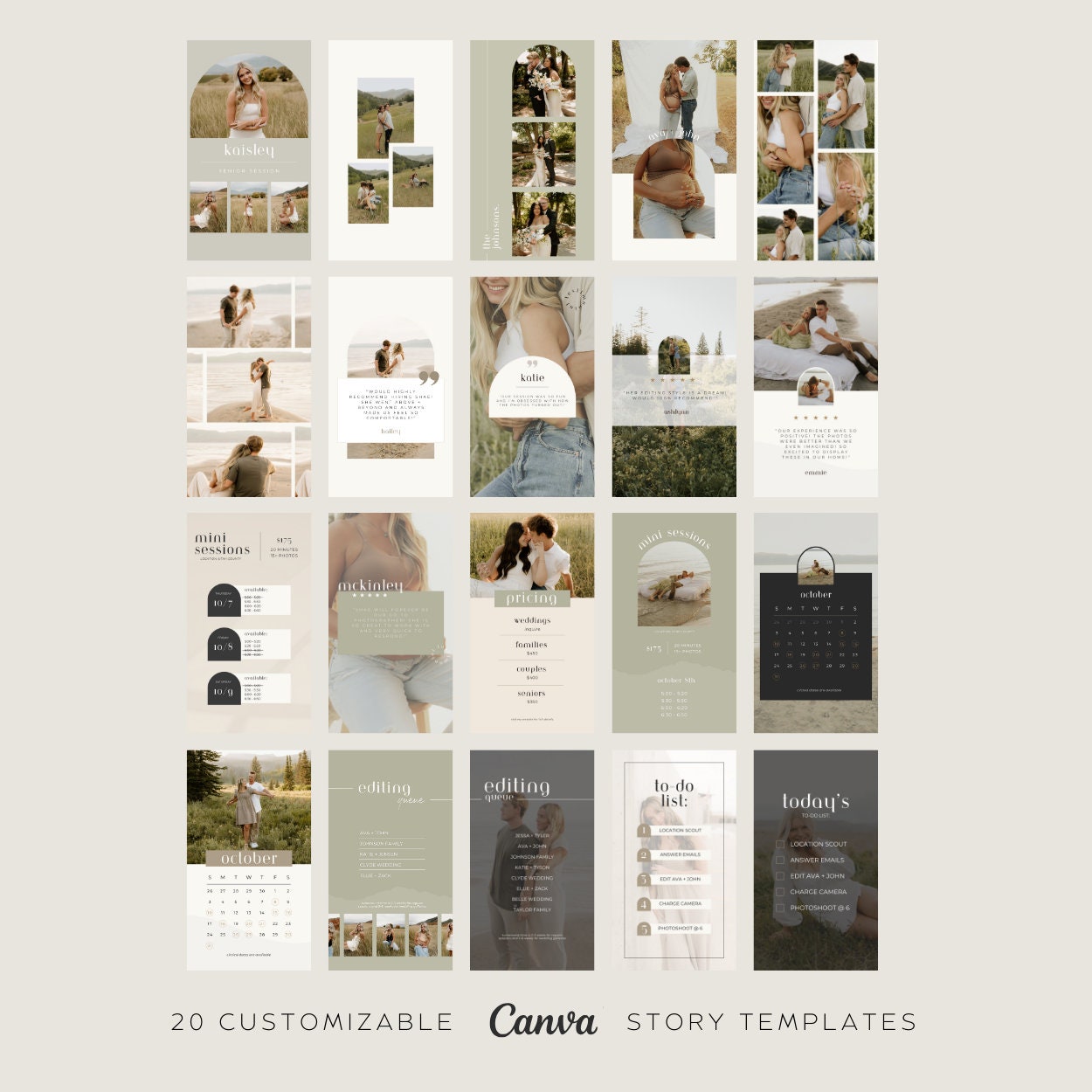 CANVA Variety Pack Story Templates for Photographers | 20 Customizable ...