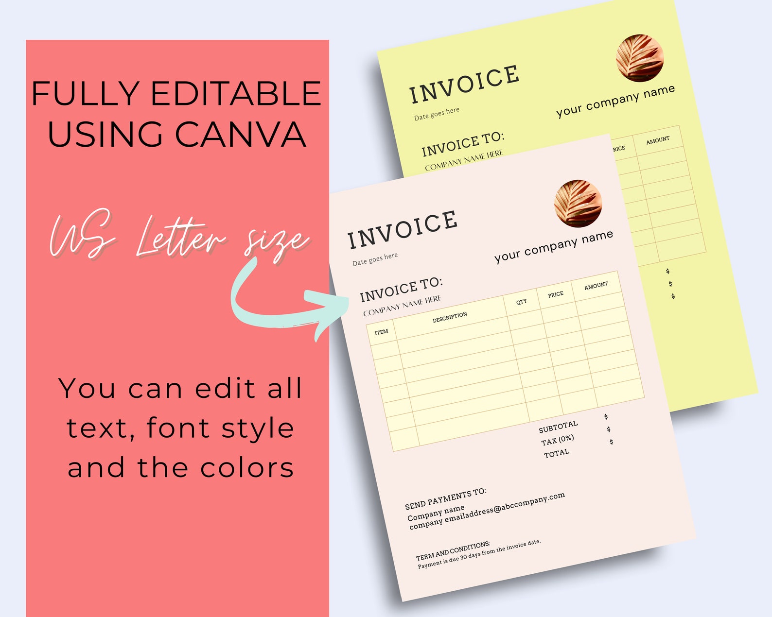 Printable Small Business Invoice Template, Invoice Canva Editable ...