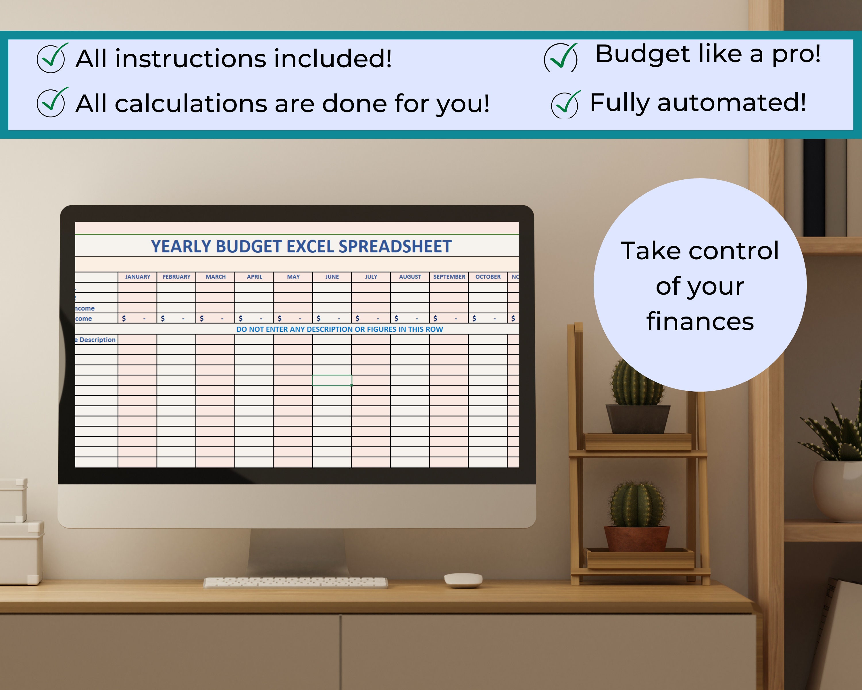 Yearly Budget Excel Spreadsheet Template Download Budget - Etsy