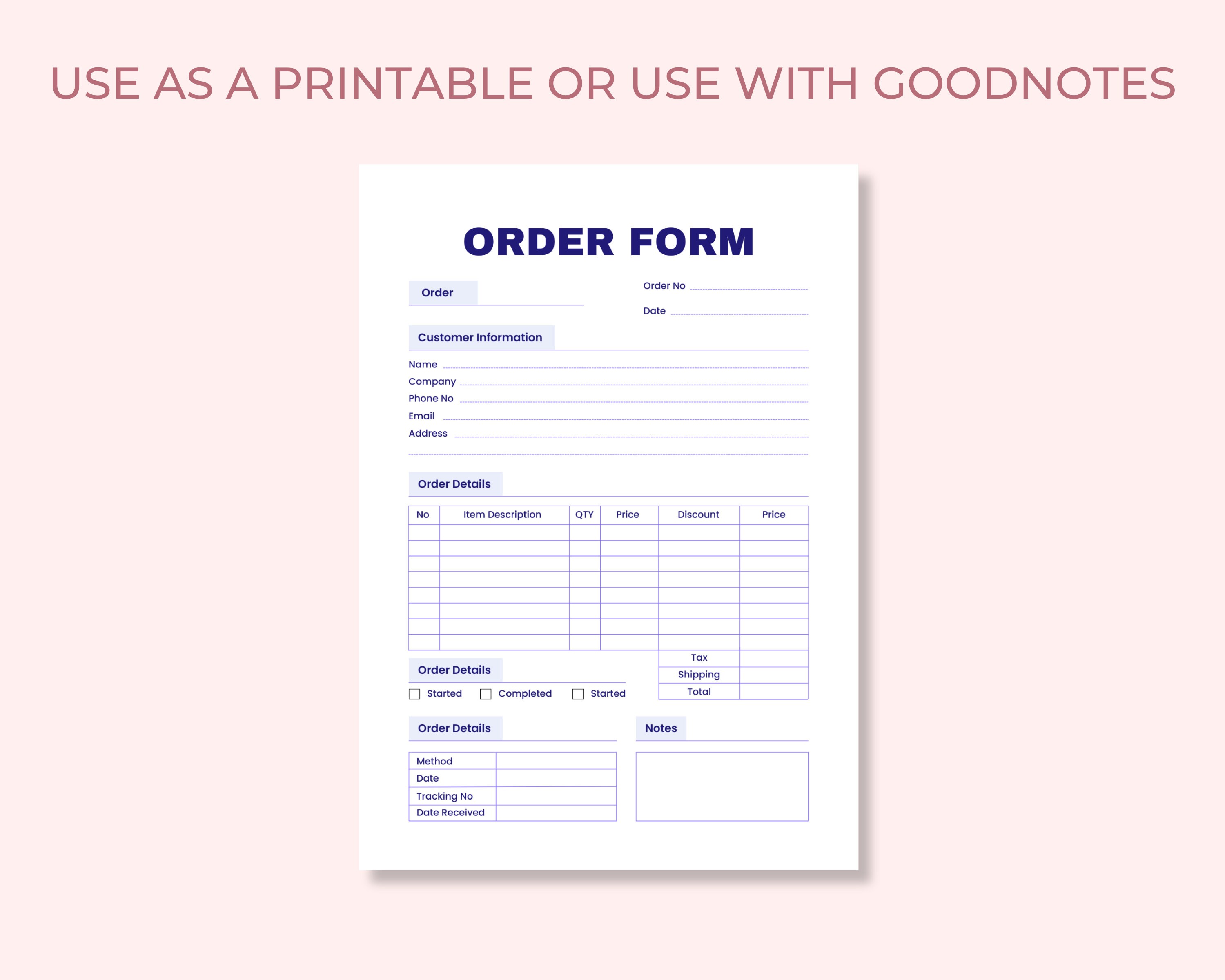 Small Business Order Form, Order Form Printable, Business Order Form ...