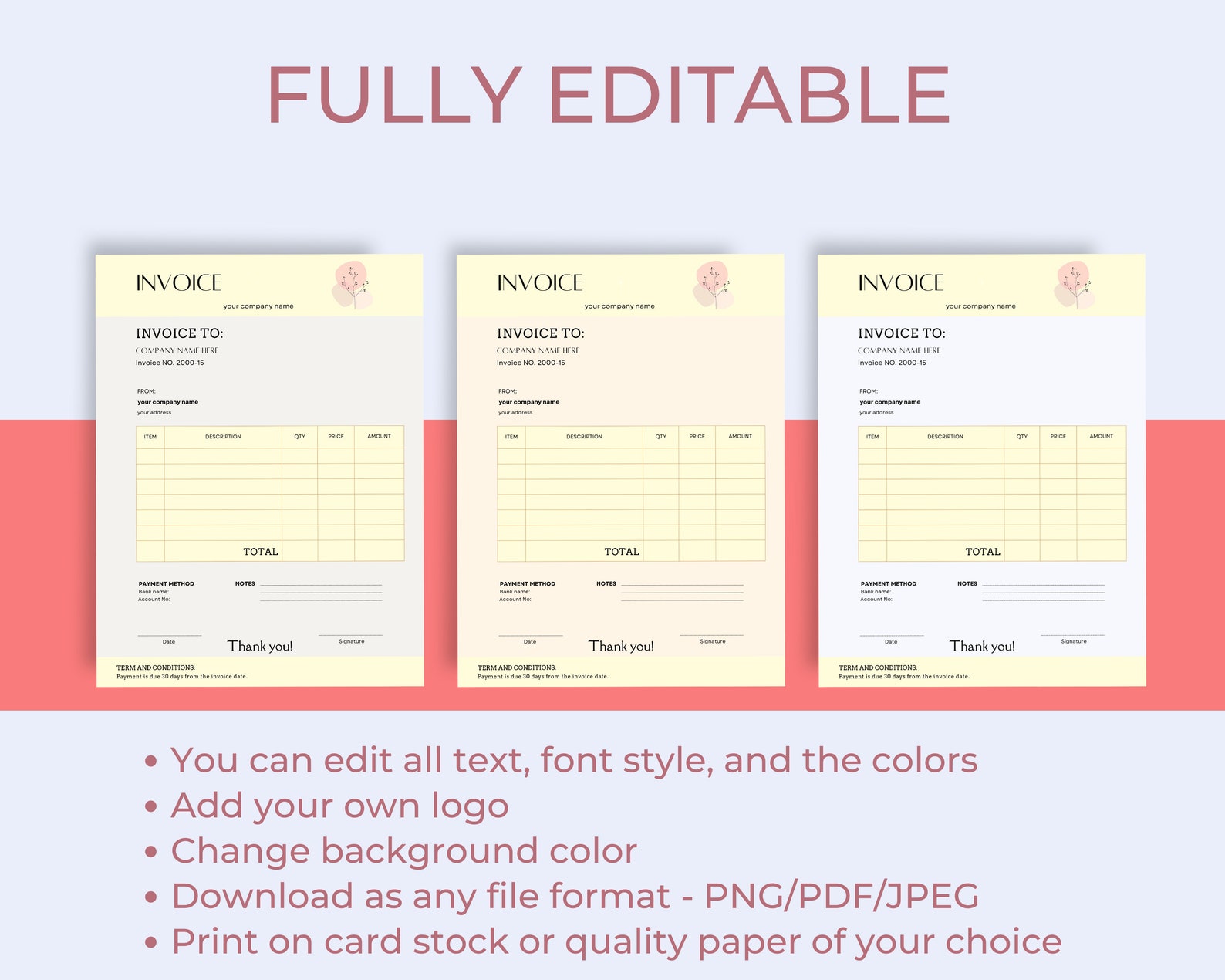 Printable Small Business Invoice Template, Invoice Canva Editable ...