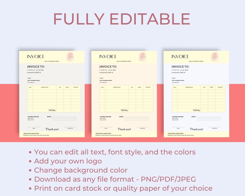 Printable Small Business Invoice Template, Invoice Canva Editable ...