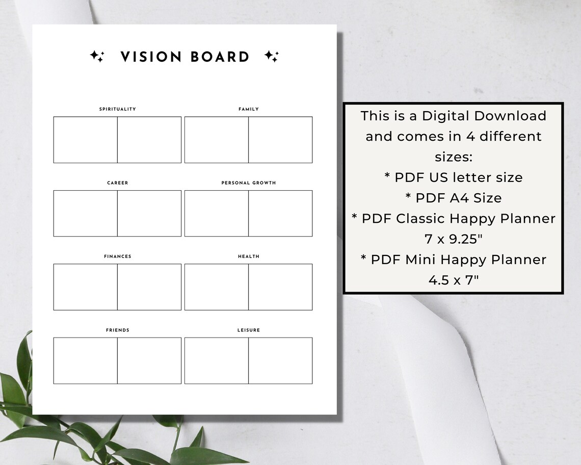 Focus Board Printable, Printable Vision Board, Goal Planner for ...