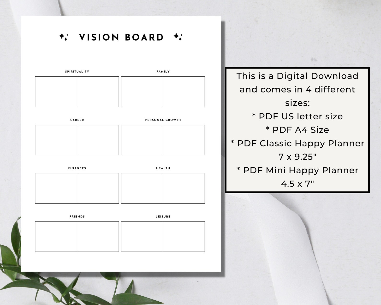 Focus Board Printable, Printable Vision Board, Goal Planner for ...
