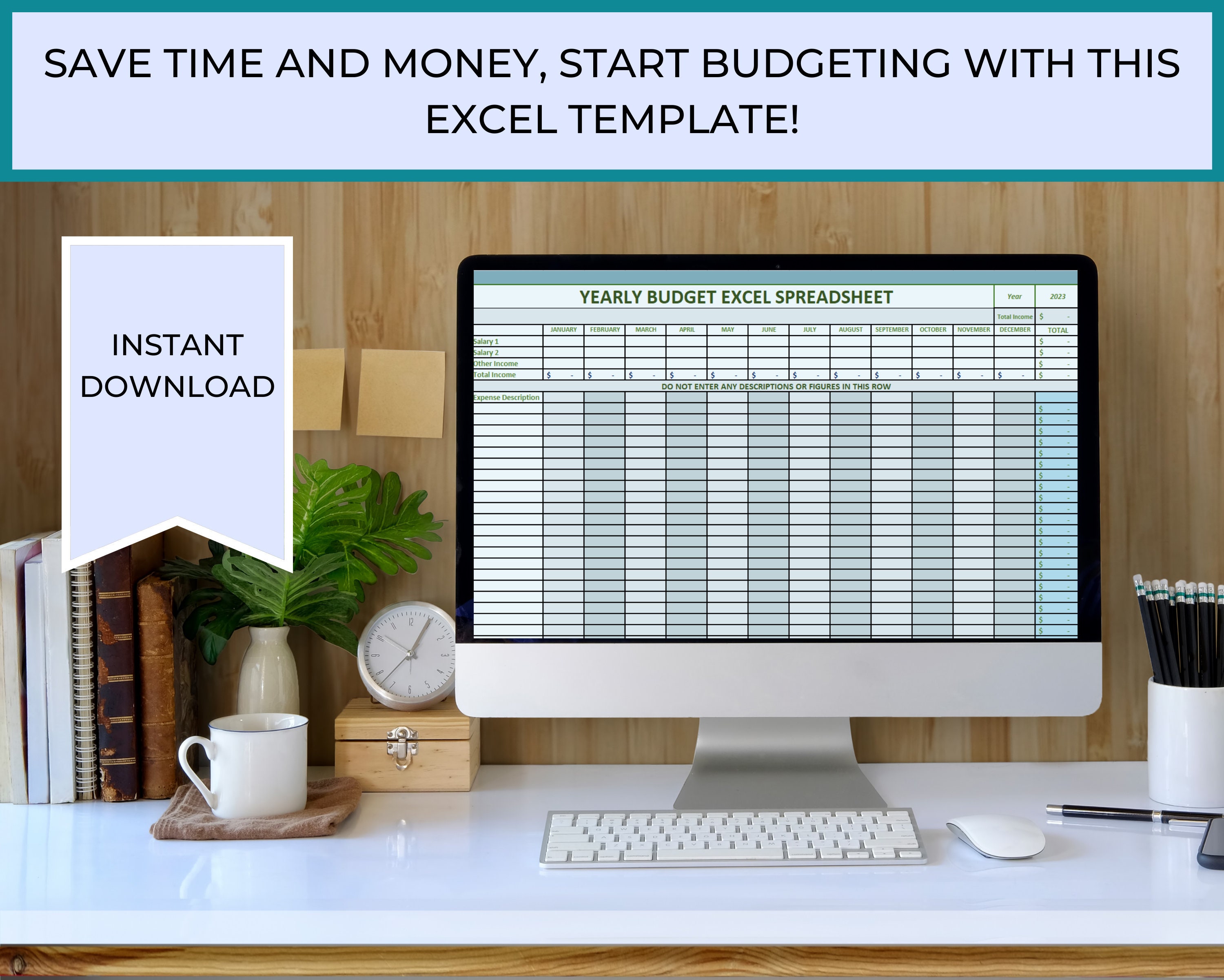 Excel Budget Template: Simple Monthly & Annual Tracker (digital ...