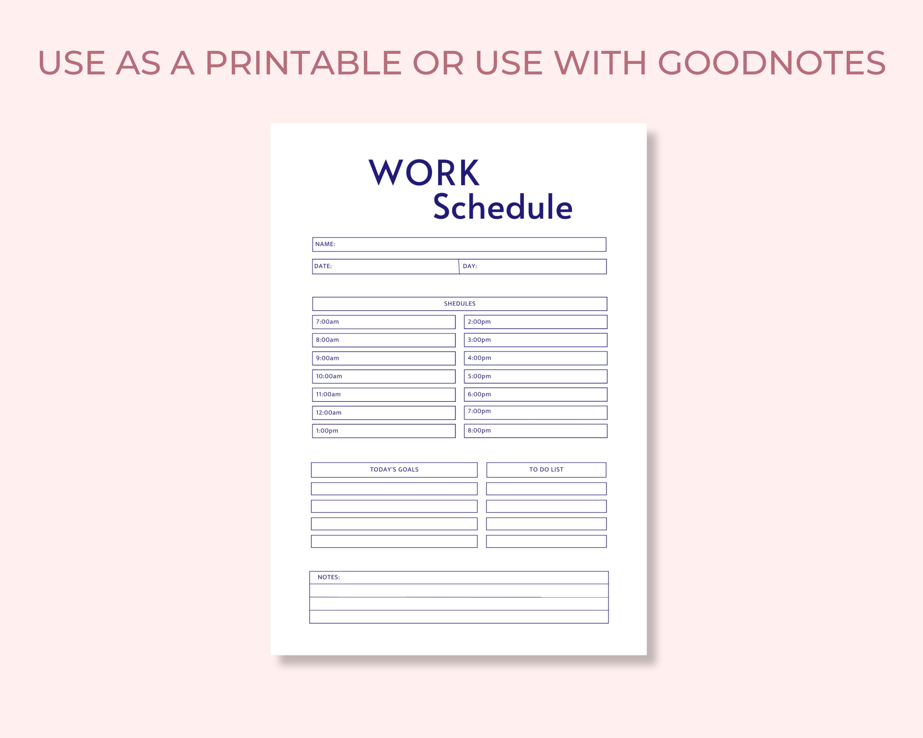 Small Business Work Schedule Sheet, Work Schedule Printable, Work Log ...