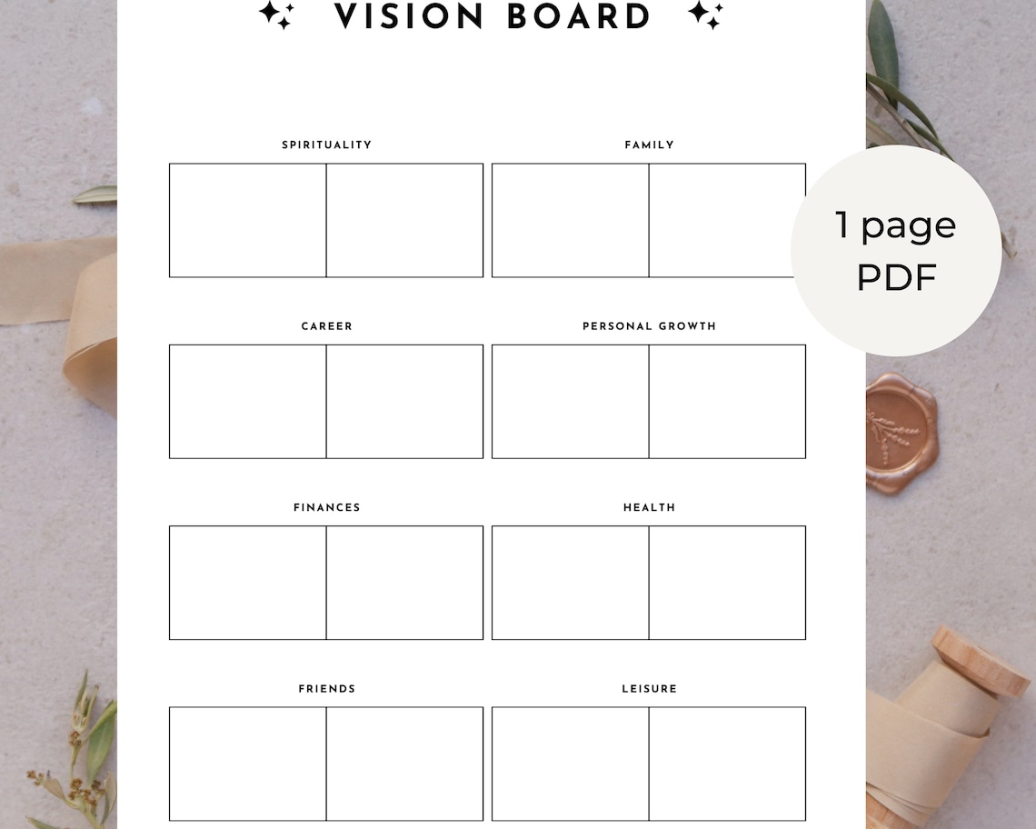 Focus Board Printable, Printable Vision Board, Goal Planner for ...