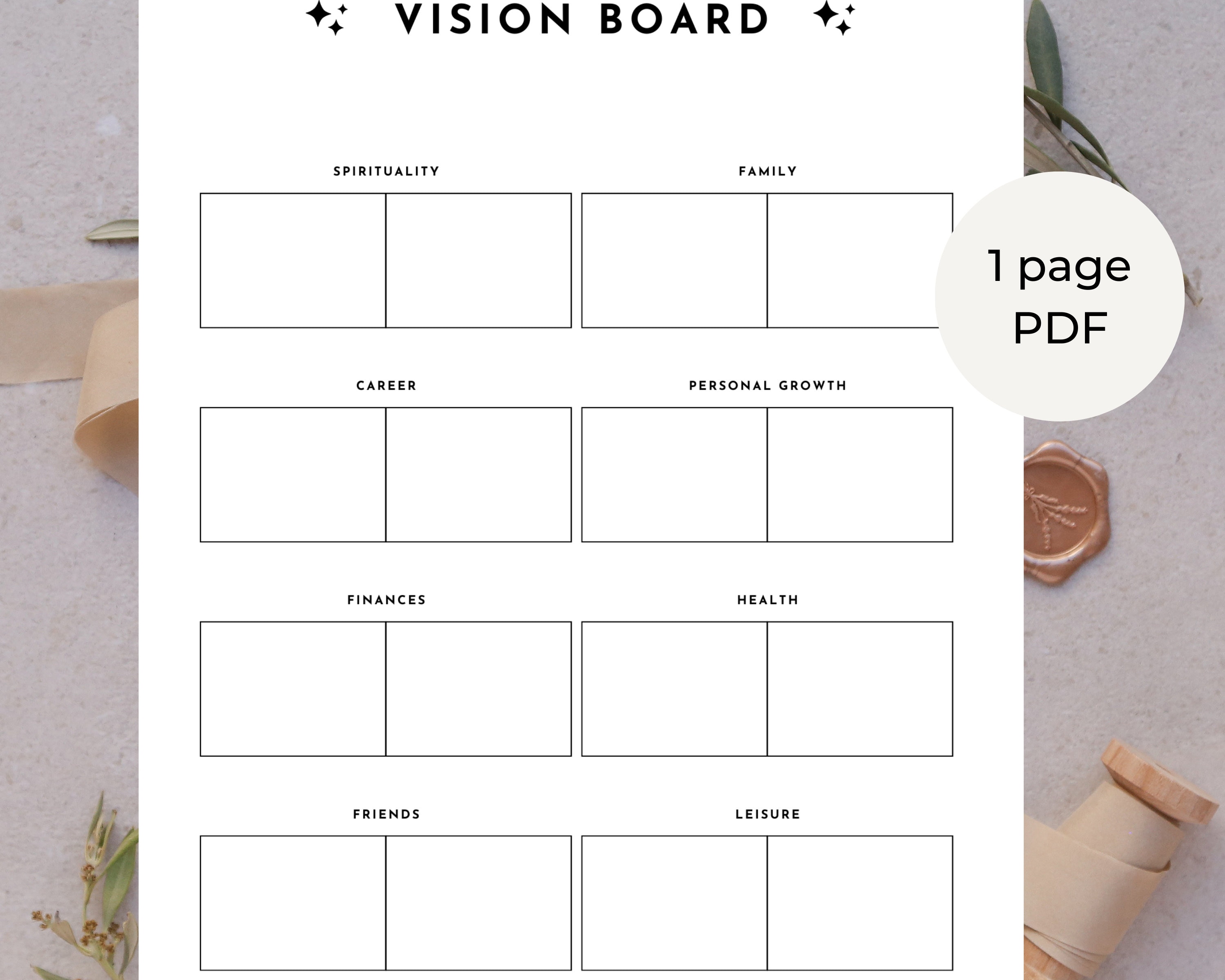 Focus Board Printable, Printable Vision Board, Goal Planner for ...