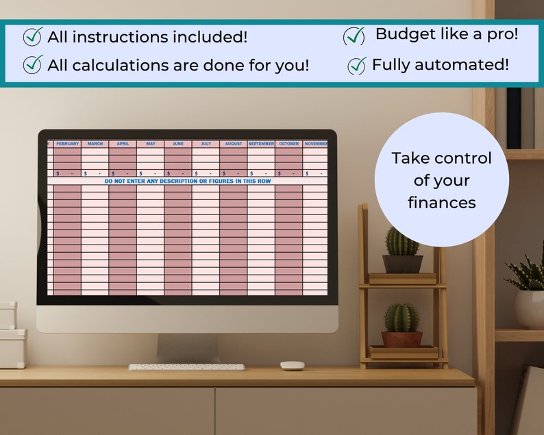 Yearly Budget Excel Template Download, Income & Expense Tracker, Easy ...